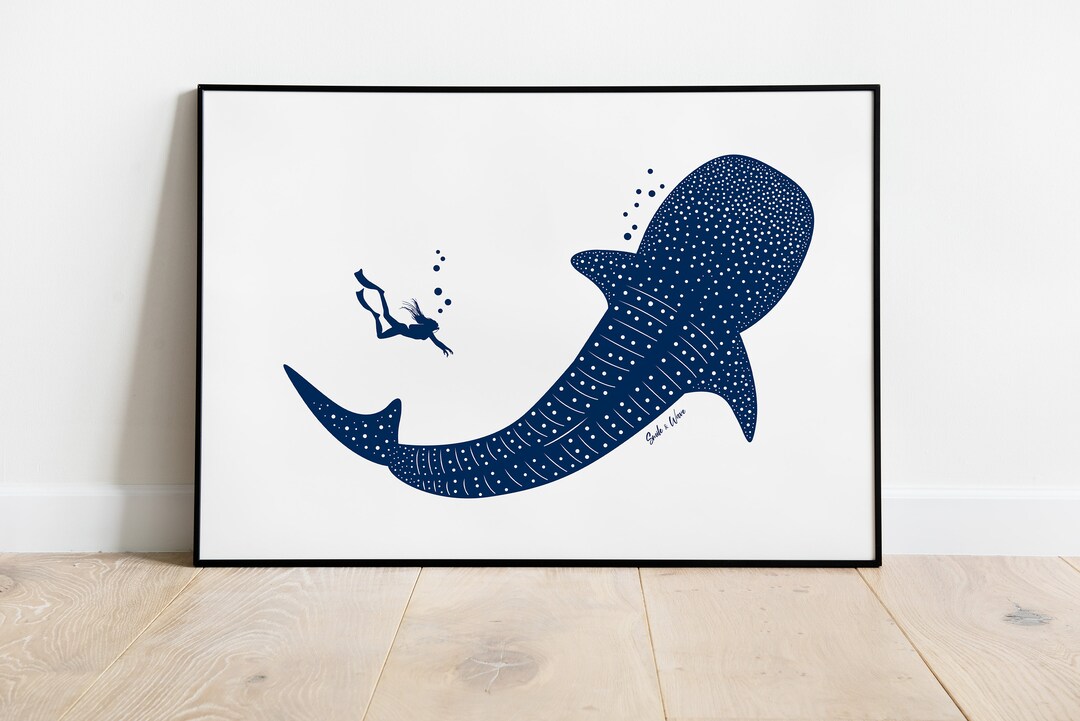 Whale Shark Art Print, Instant Download, Diving Poster, Marine Life ...