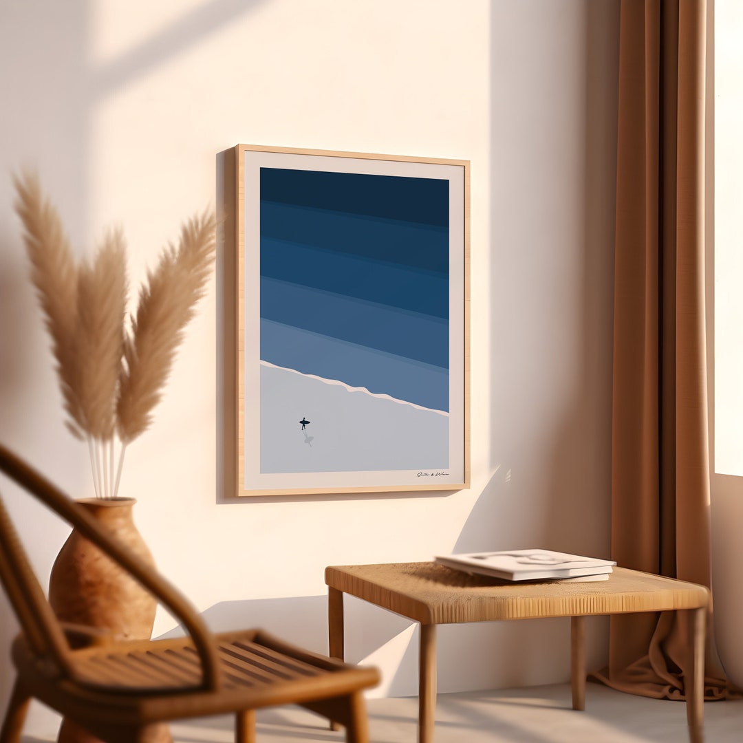 Surf Art Print, Big Wave Wall Art, Surf Ocean Poster, Surfer Art Work ...