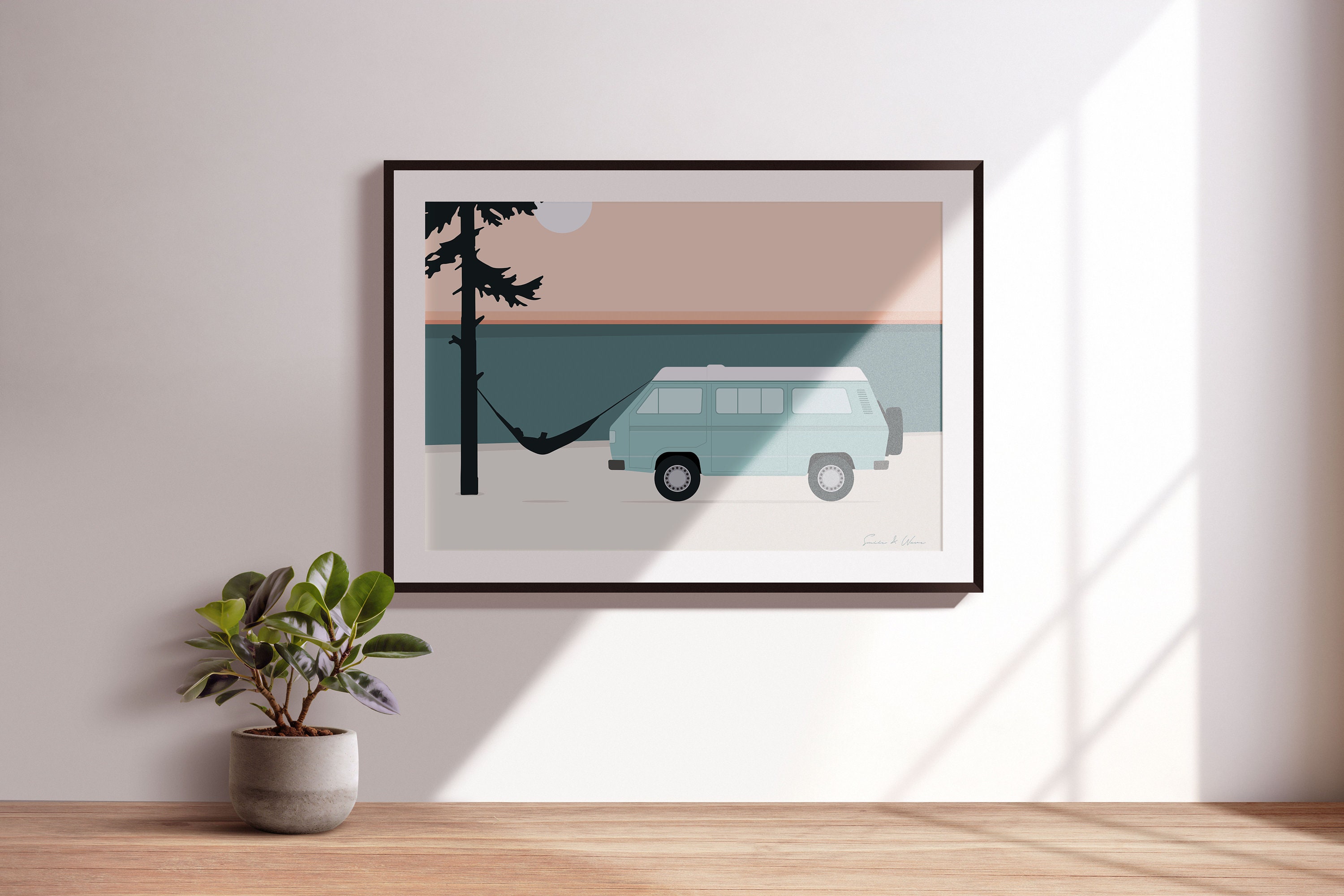 Volkswagen T3 Camper Art Instant Download, Hammock Poster, Sea Print ...
