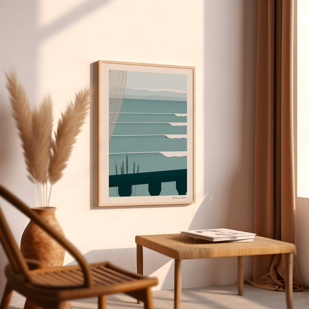 Surf Art Print, Big Wave Wall Art, Surf Ocean Poster, Surfer Art Work ...
