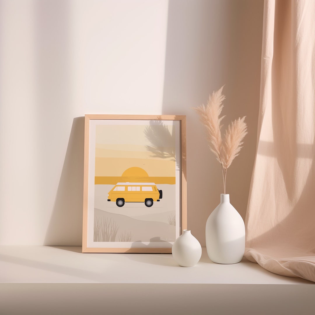 VW T3 Camper Van Art Print Digital, Volkswagen Van Life Poster, Retro ...