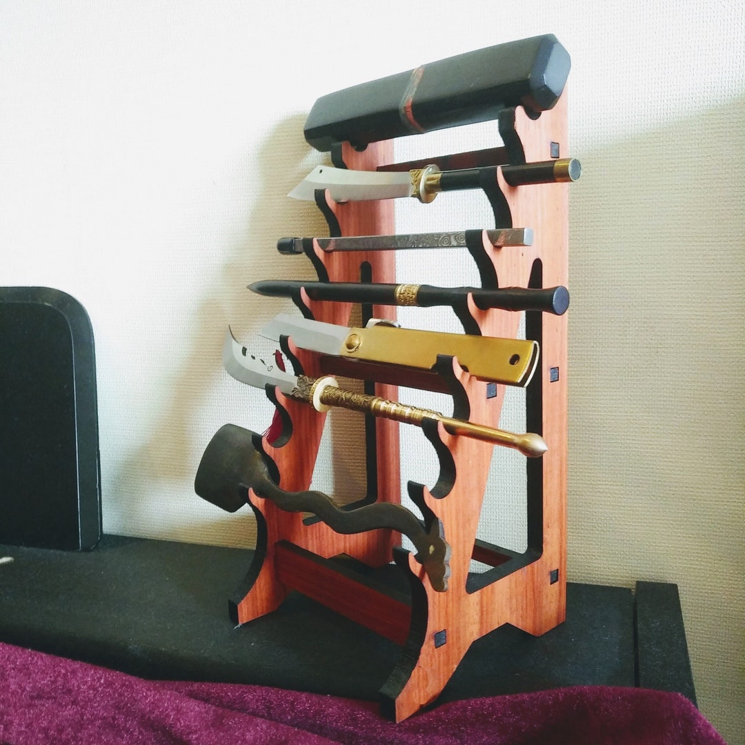 Semi-finished 8 Tier African Rosewood Mini Sword Rack, Mini Samurai ...