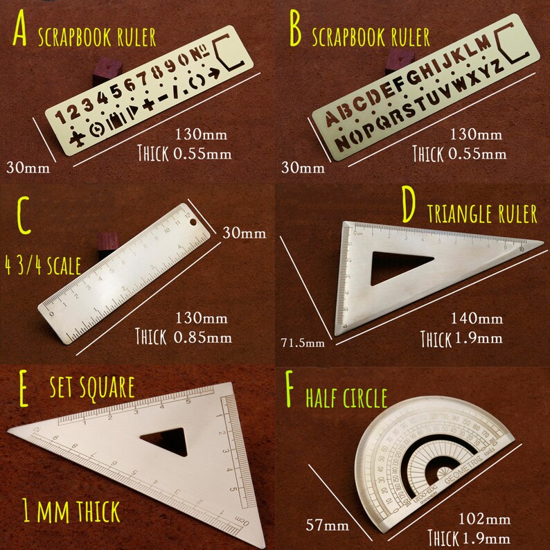 Brass Measuring Tools Geometric Tools Ruler Stationery - Etsy