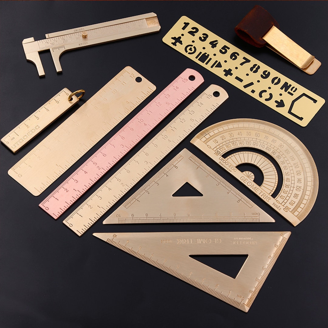 Brass Measuring Tools, Geometric Tools, Ruler Stationery - Etsy