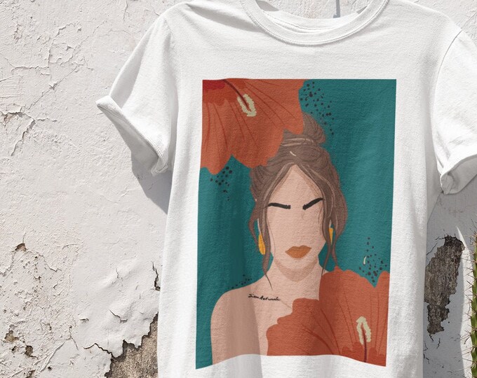 Camiseta abstracta camiseta de algodón blanco elegante mujer - Etsy España