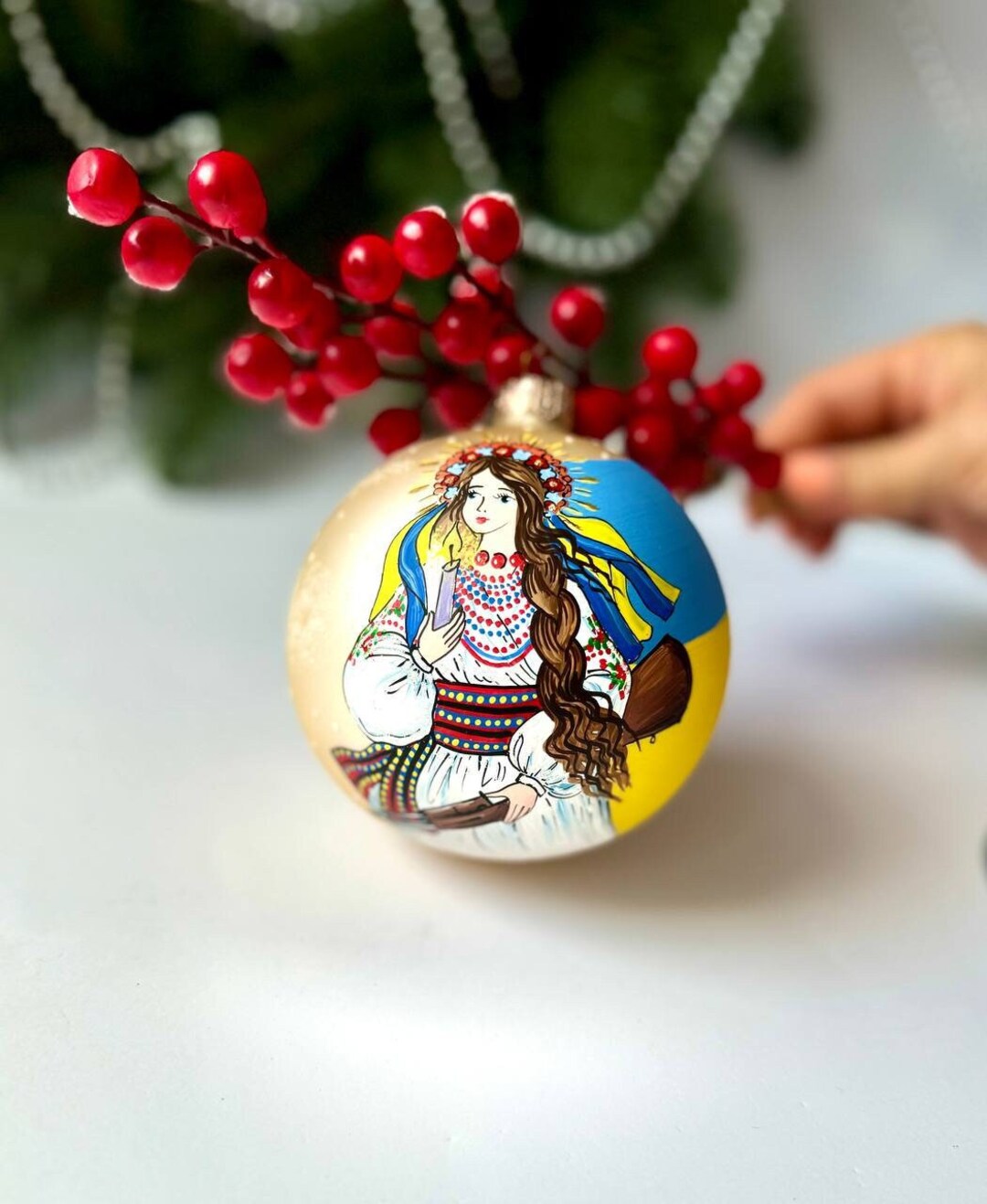 Ukrainian Traditional Glass Ornament, Glass Christmas Ornament, Hand ...
