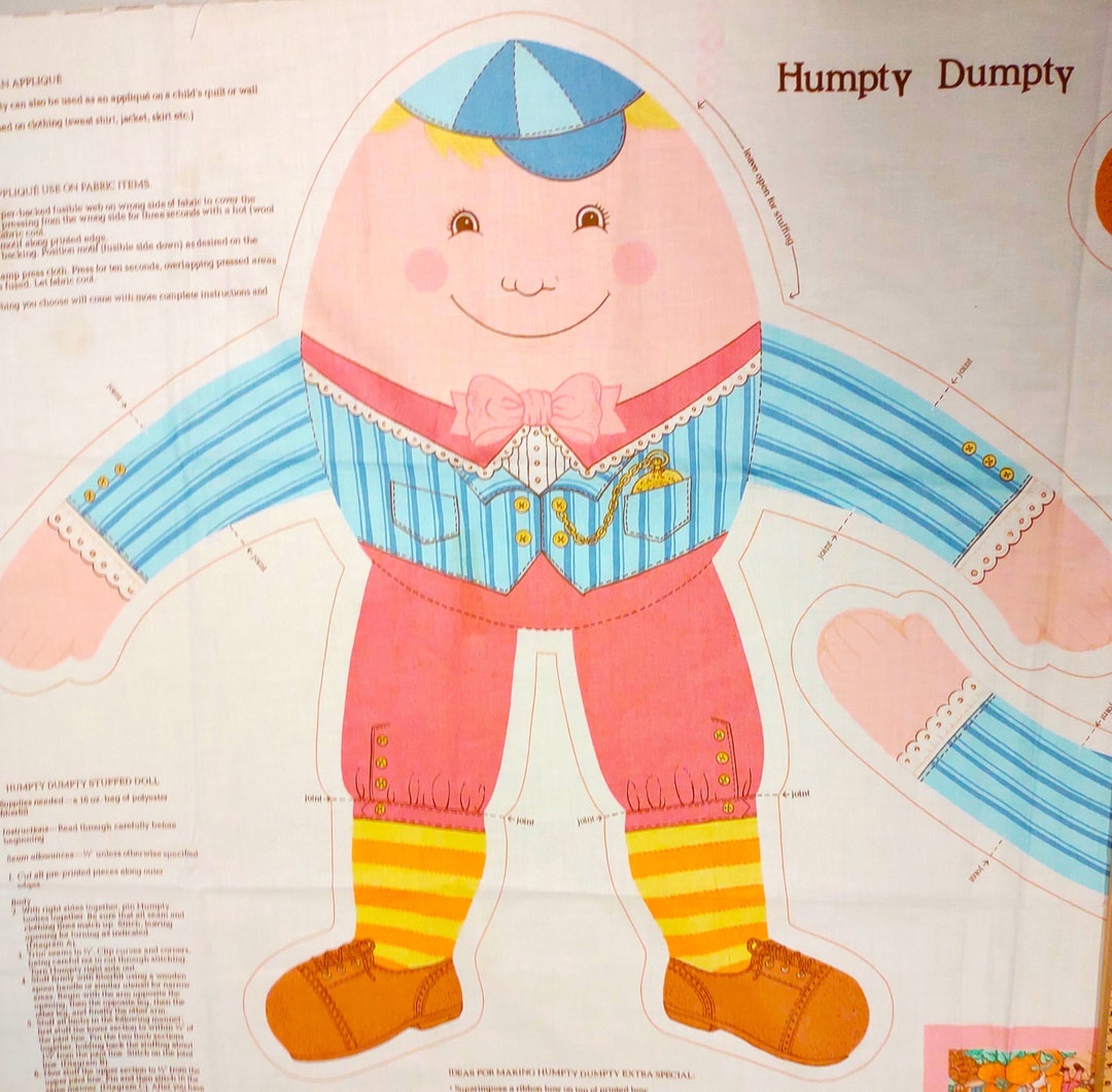 Fabric Panel Humpty Dumpty. Replica of an Original Doll. 18 to 20 Tall ...