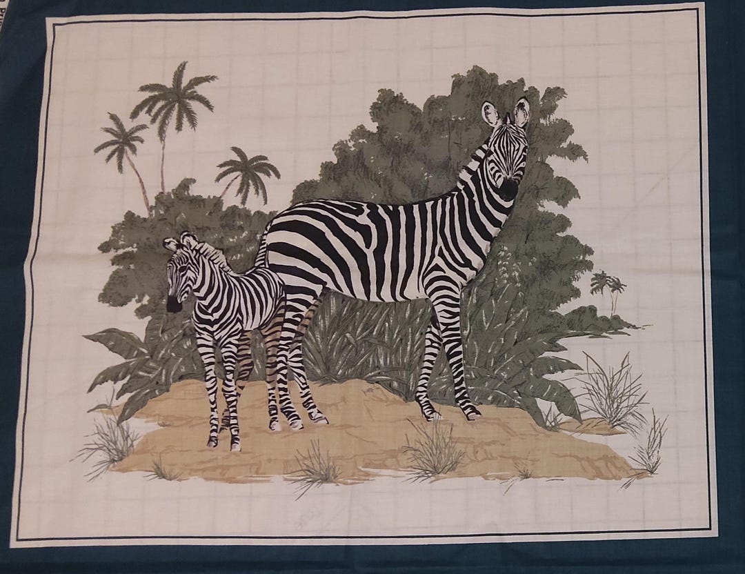 Jungle Animals Fabric Panel: Elephant, Zebra, Giraffe, Rhinoceros (34 ...
