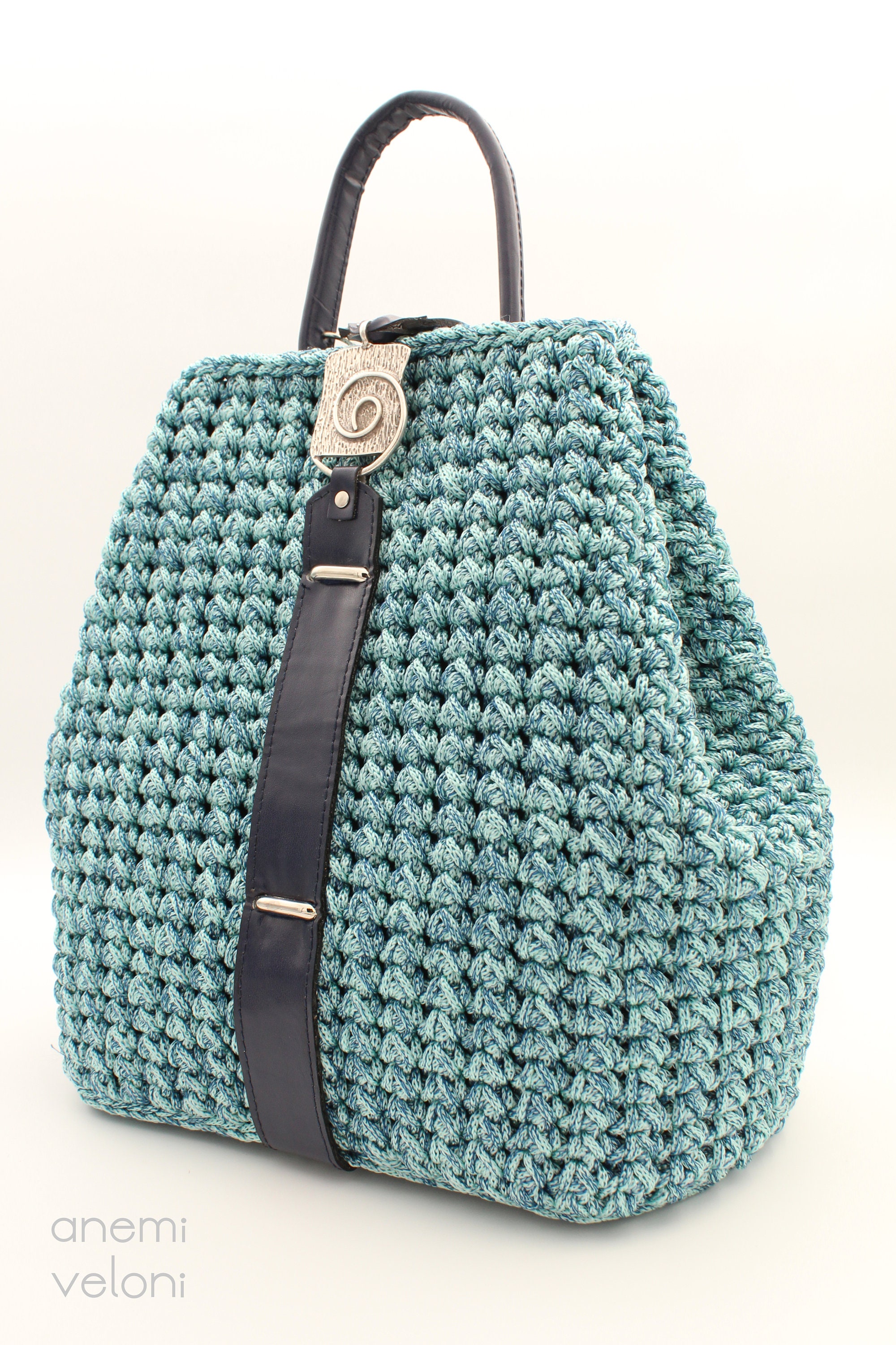 Blue Crochet Bag, Crochet Shoulder Bag, Blue Crochet Handbag, Blue ...