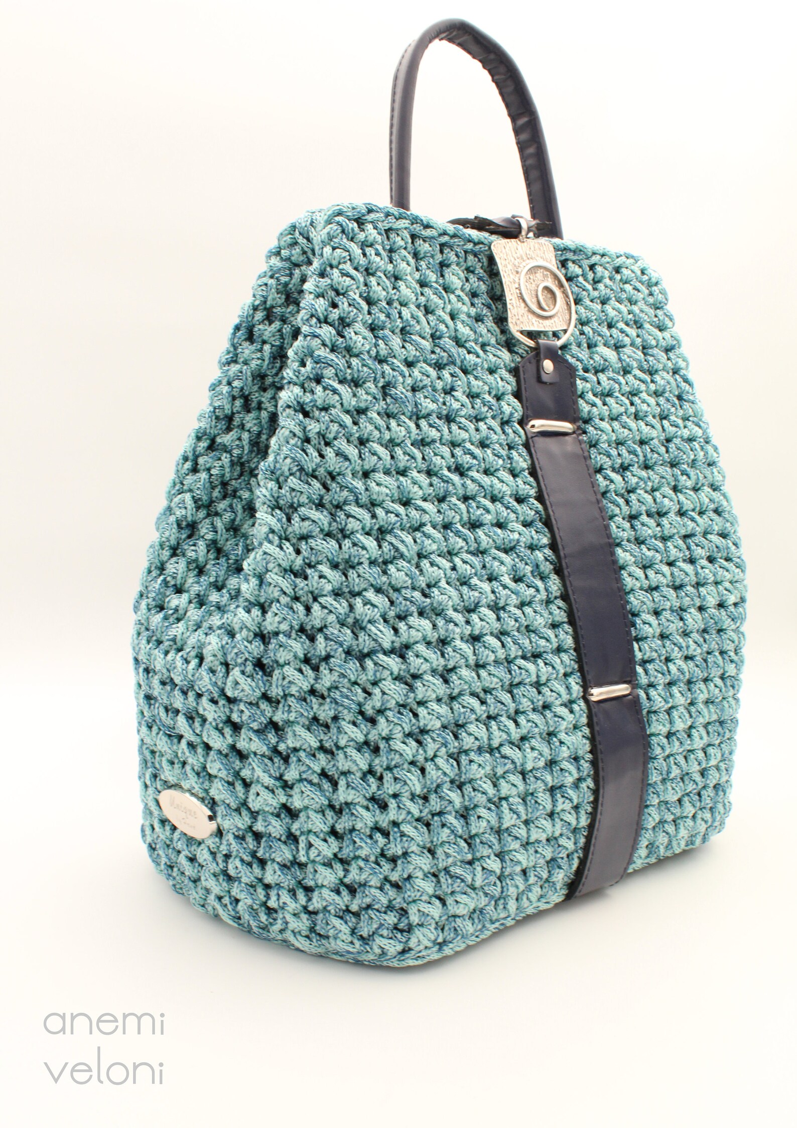 Blue Crochet Bag, Crochet Shoulder Bag, Blue Crochet Handbag, Blue ...
