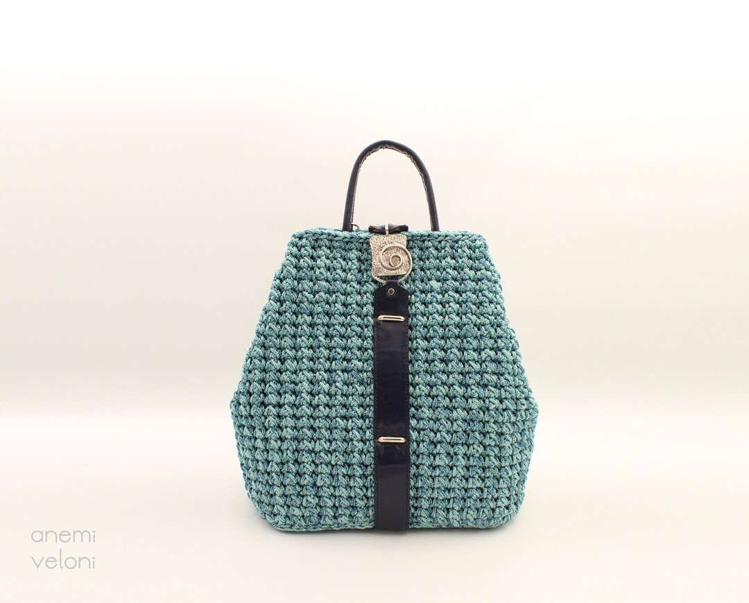 Blue Crochet Bag, Crochet Shoulder Bag, Blue Crochet Handbag, Blue ...