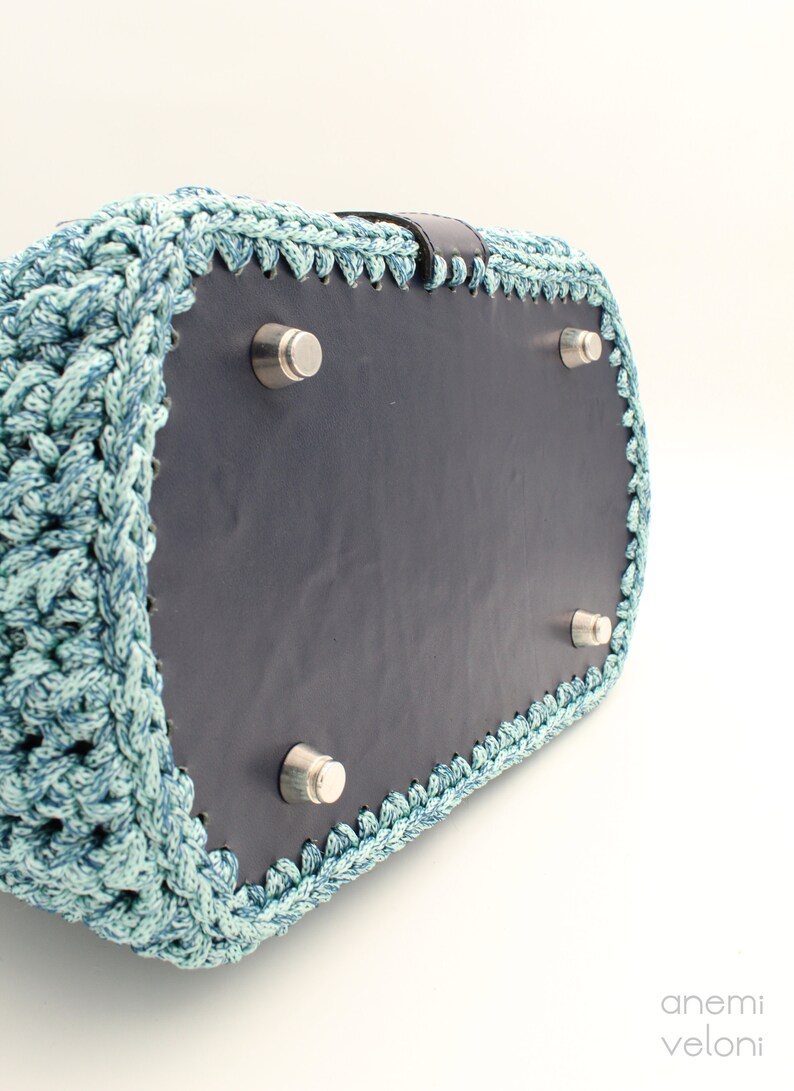 Blue Crochet Bag Crochet Shoulder Bag Blue Crochet Handbag - Etsy