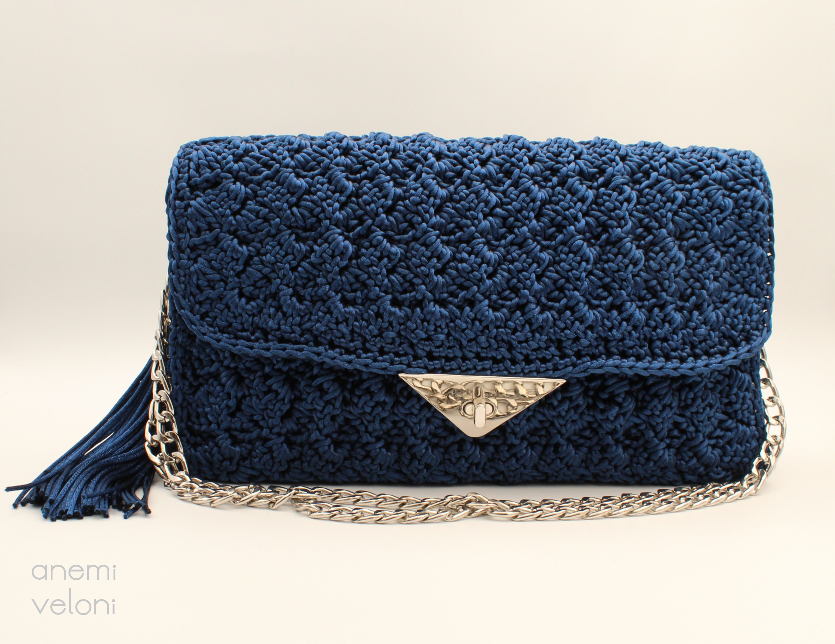 Fashion Bag Blue Crochet Handbag Wedding Bag Event Bag | Etsy