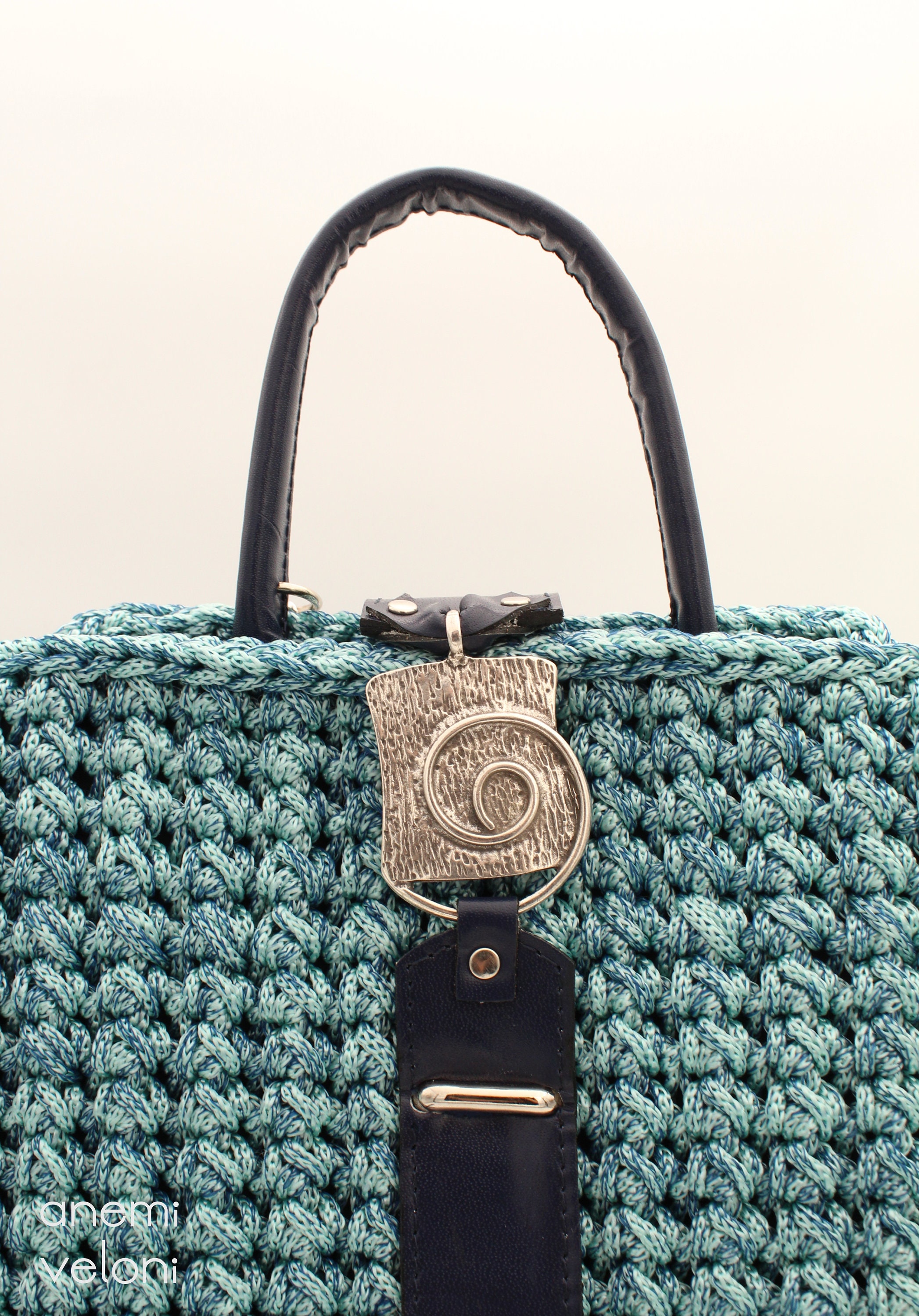 Blue Crochet Bag Crochet Shoulder Bag Blue Crochet Handbag - Etsy