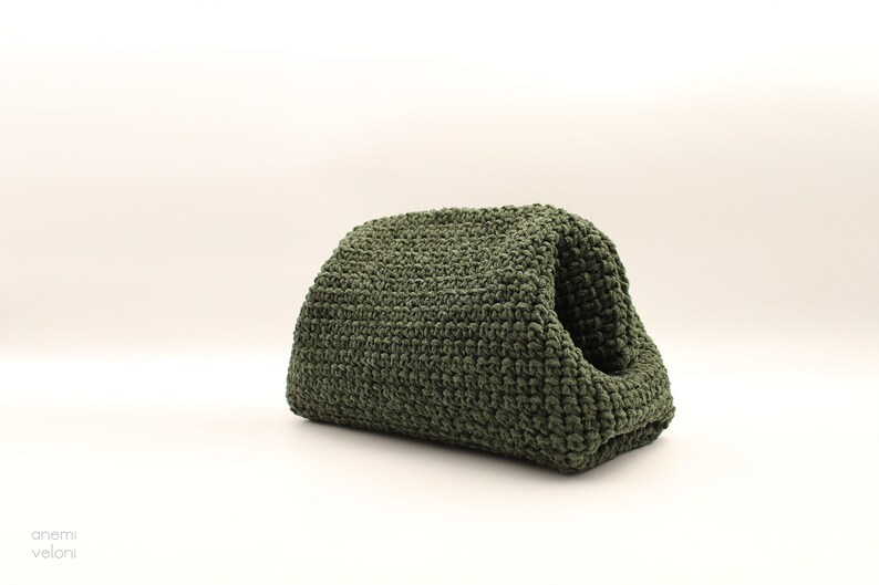Green Dumpling Pouch Bag, Cloud Bag, Crochet Clutch Bag, Fashion Bag ...