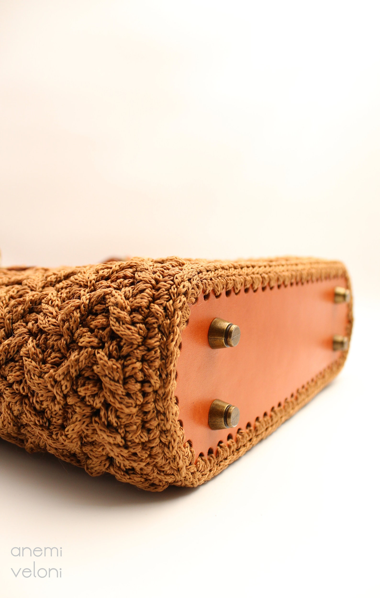 Crochet Bag Brown Shoulder Bag Crochet Handbag Leather - Etsy