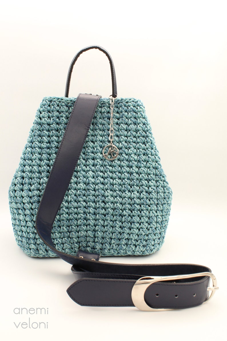 Blue Crochet Bag Crochet Shoulder Bag Blue Crochet Handbag - Etsy