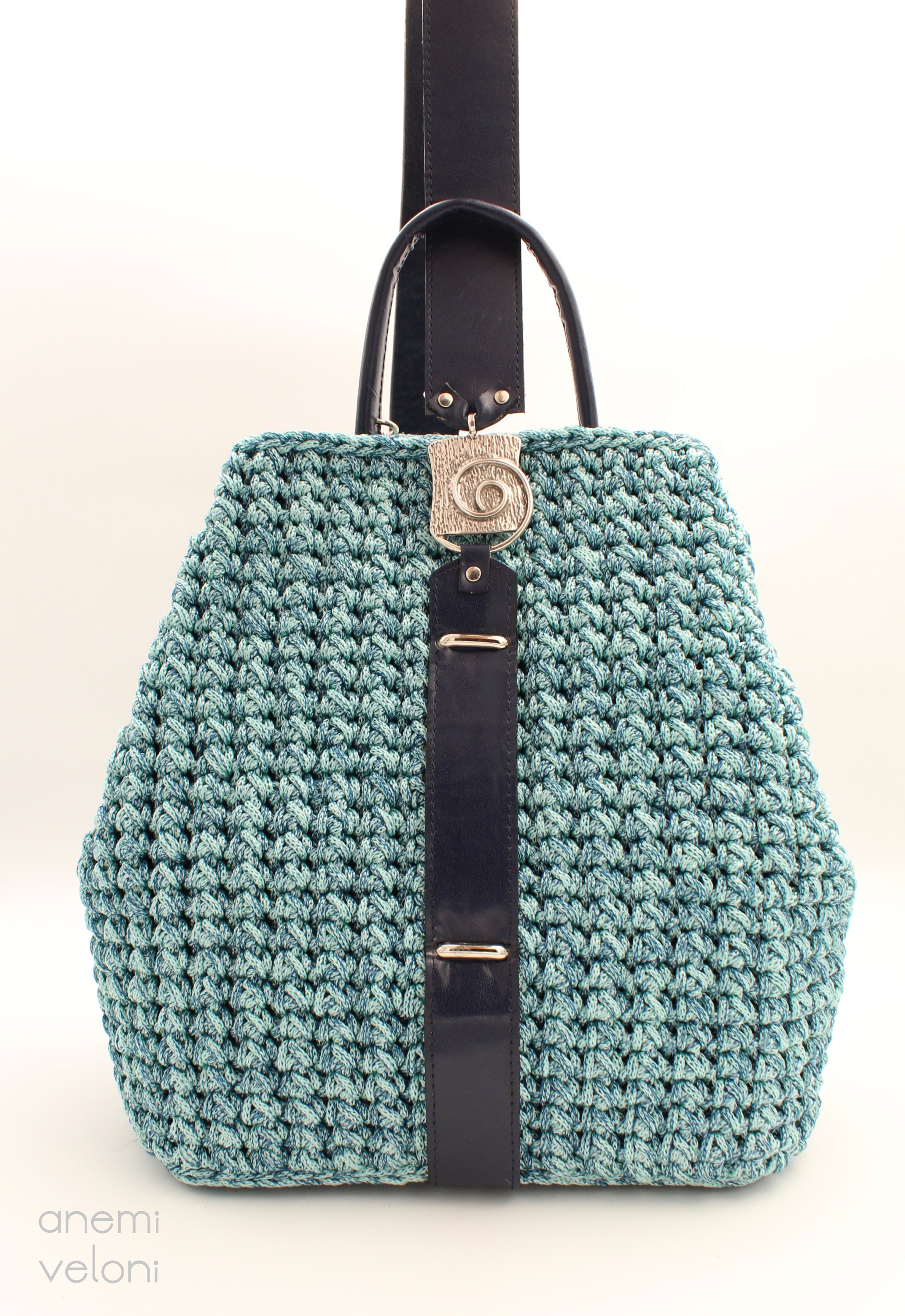 Blue Crochet Bag Crochet Shoulder Bag Blue Crochet Handbag - Etsy