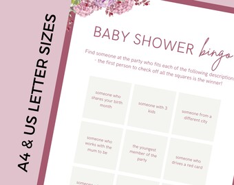 Elephant Baby Shower Bingo, Printable Baby Shower Bingo, Pink Elephant ...