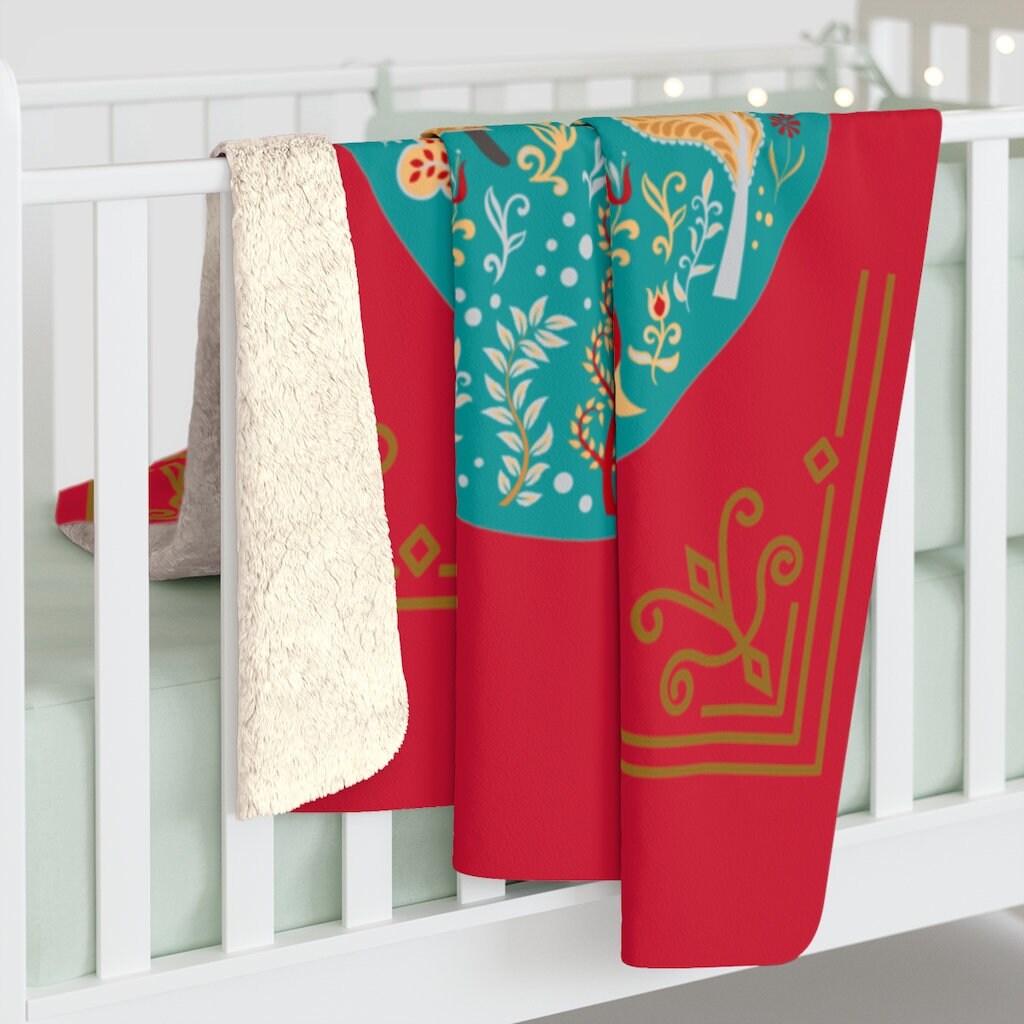 Hygge Christmas Blanket Nordic Fox Folk Art Sherpa Fleece - Etsy