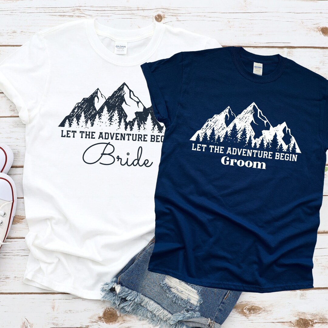 Matching Bride and Groom Shirts Gifts Wedding Announcement Mr and Mrs ...