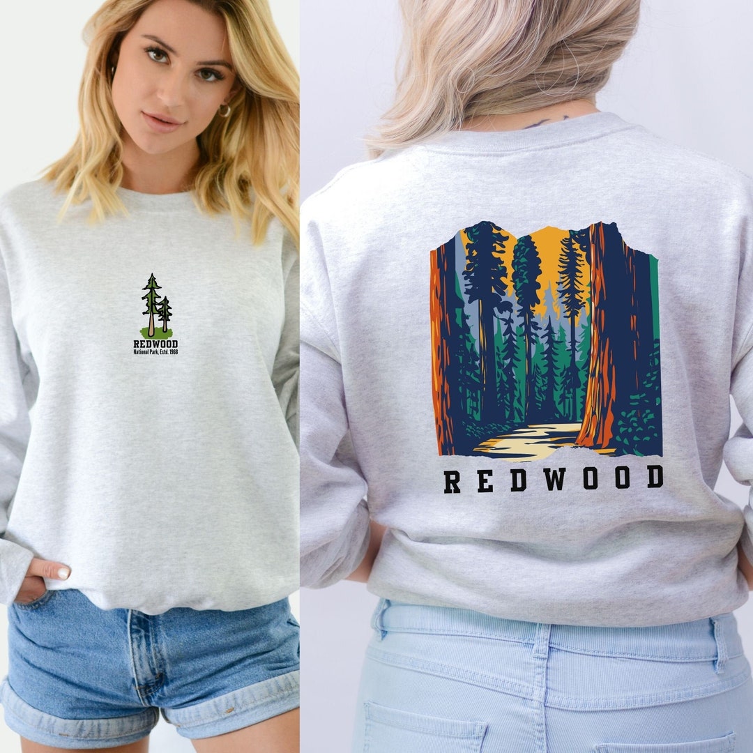 Redwood National Park Sweatshirt Back Print WPA Retro Redwood ...