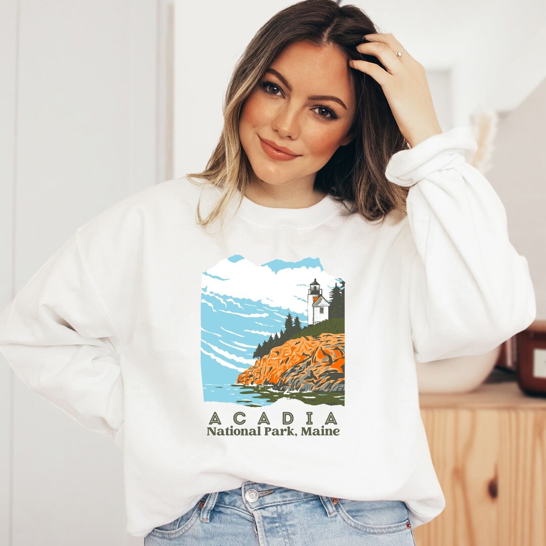 ACADIA Sweatshirt National Park Shirt Maine Sweatshirt Sweater Ash Grey ...