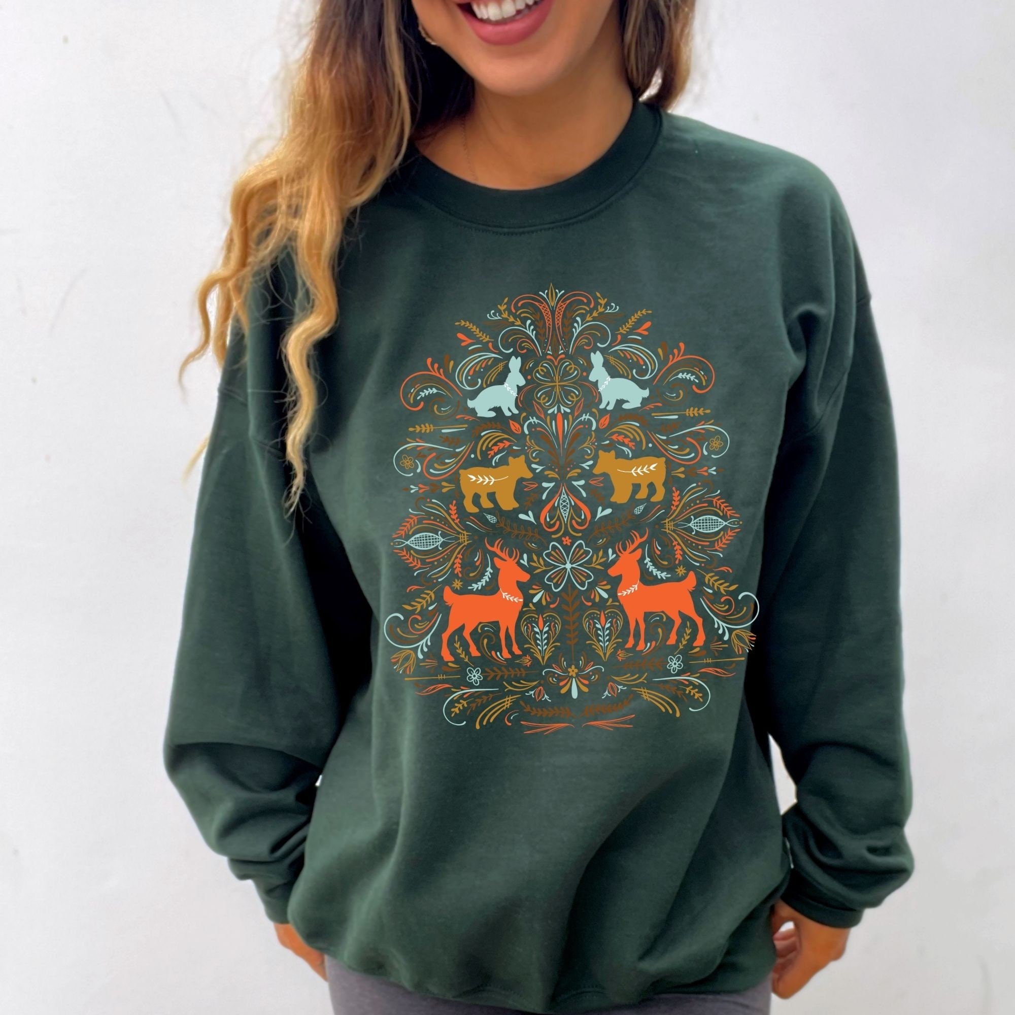 Cottagecore Sweater Scandinavian Cottage Core Sweatshirt Hygge Folkart ...