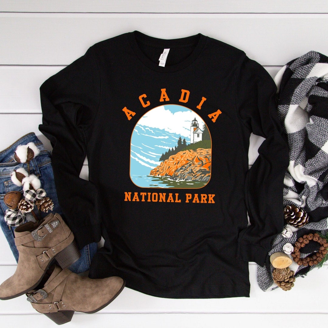Acadia National Park Shirt Long Sleeve Unisex Tee Vintage Retro WPA ...