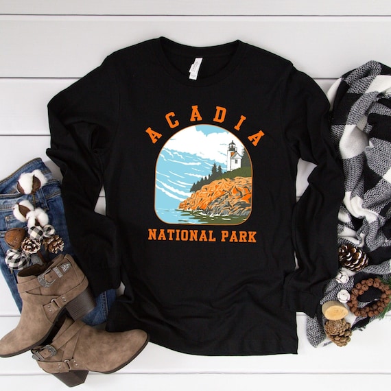 Acadia National Park Shirt Long Sleeve Unisex Tee Vintage - Etsy