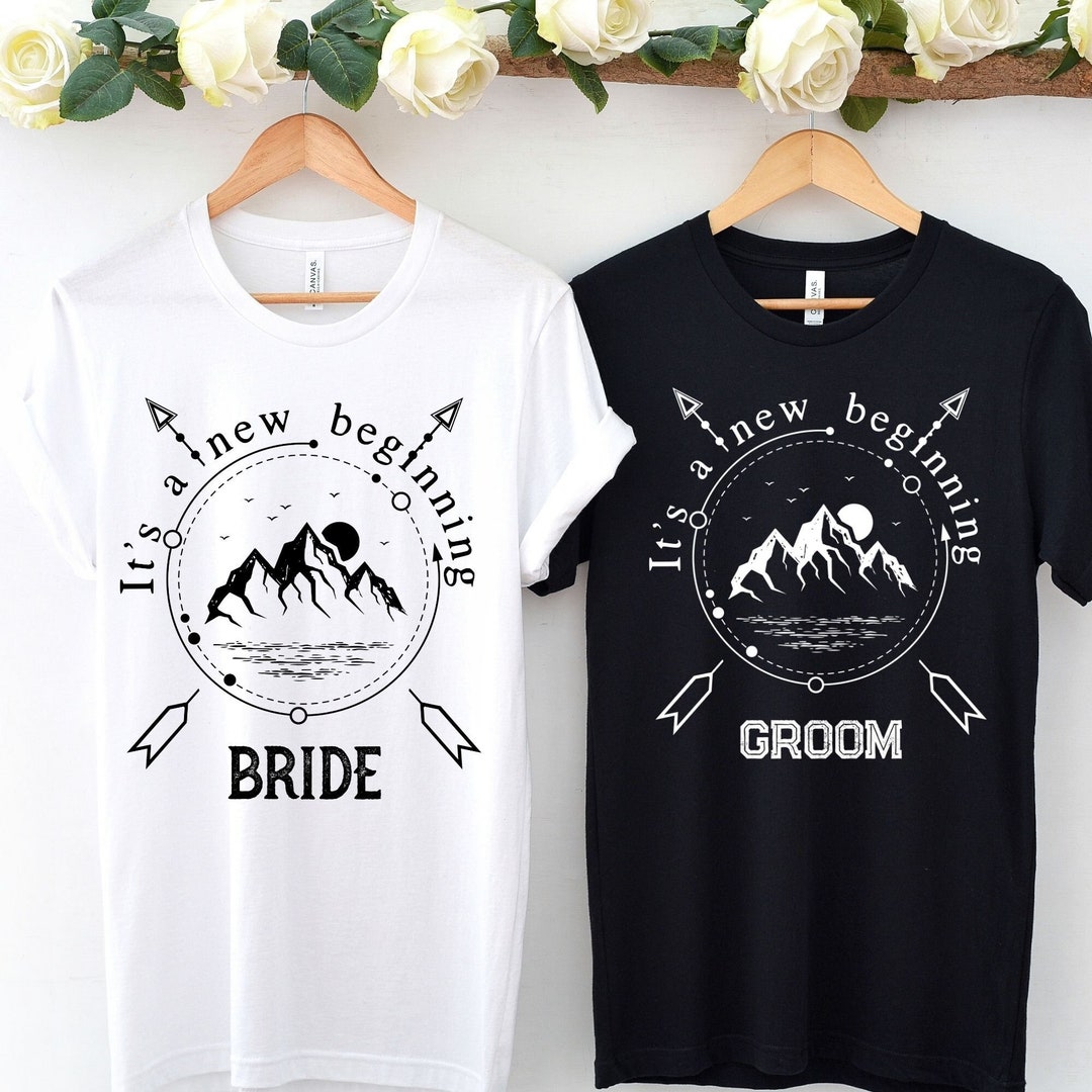 Matching Bride and Groom Shirts Elopement Wedding Announcement Mr and ...