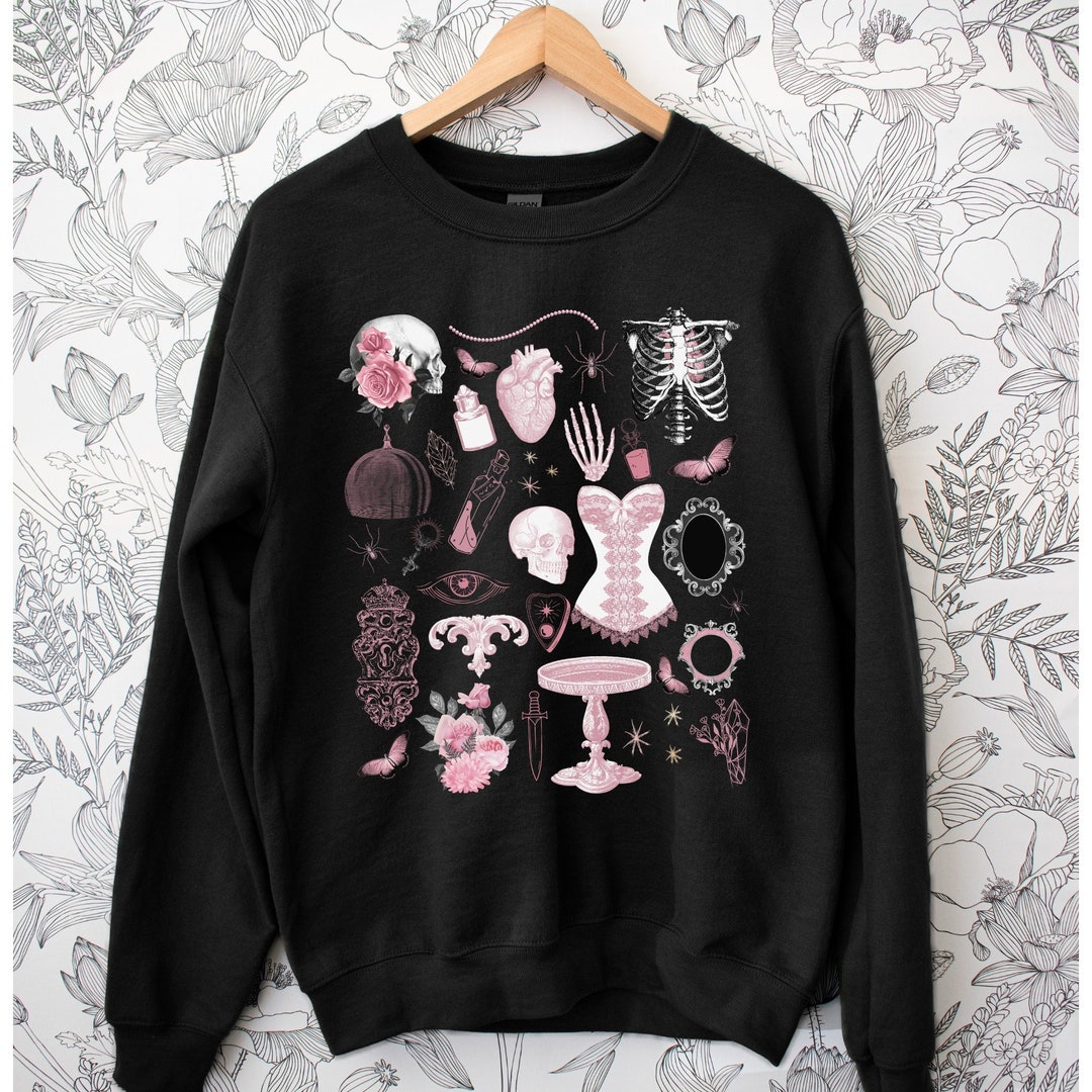 Pastel Goth Sweatshirt Goblincore Spooky Halloween Things Crewneck Dark ...