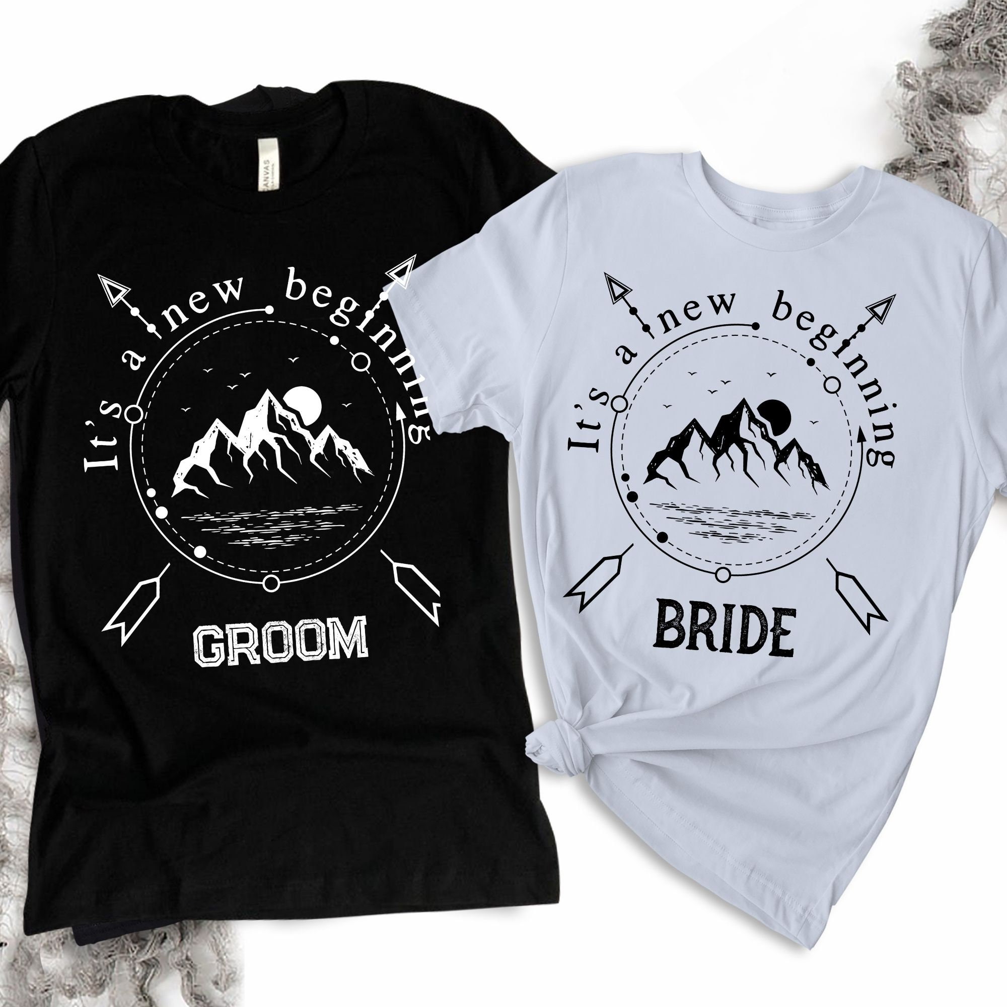 Matching Bride and Groom Shirts Elopement Wedding Announcement - Etsy