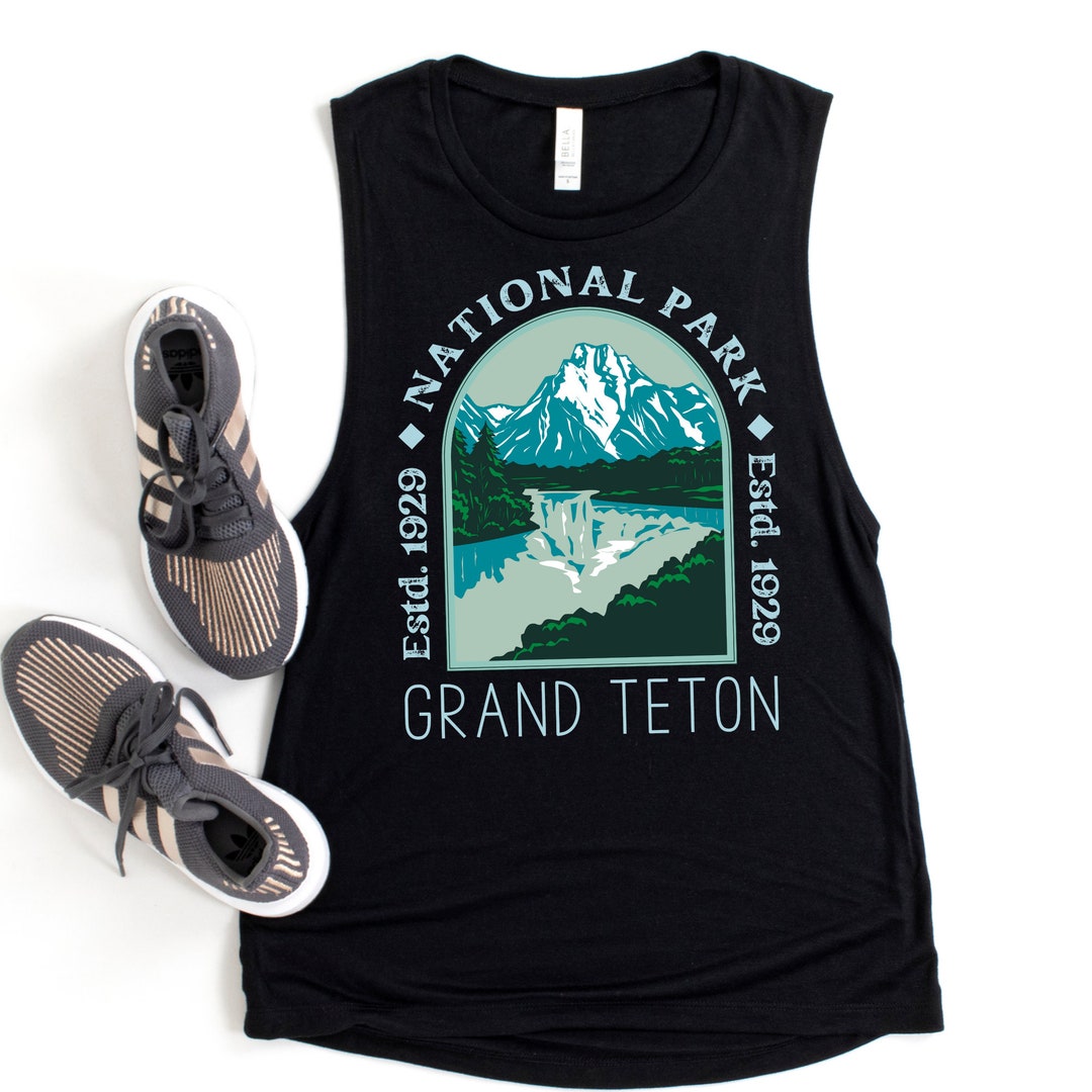 Grand Teton Tank Top Nature Tanks National Park Flowy Muscle Tank Yoga ...