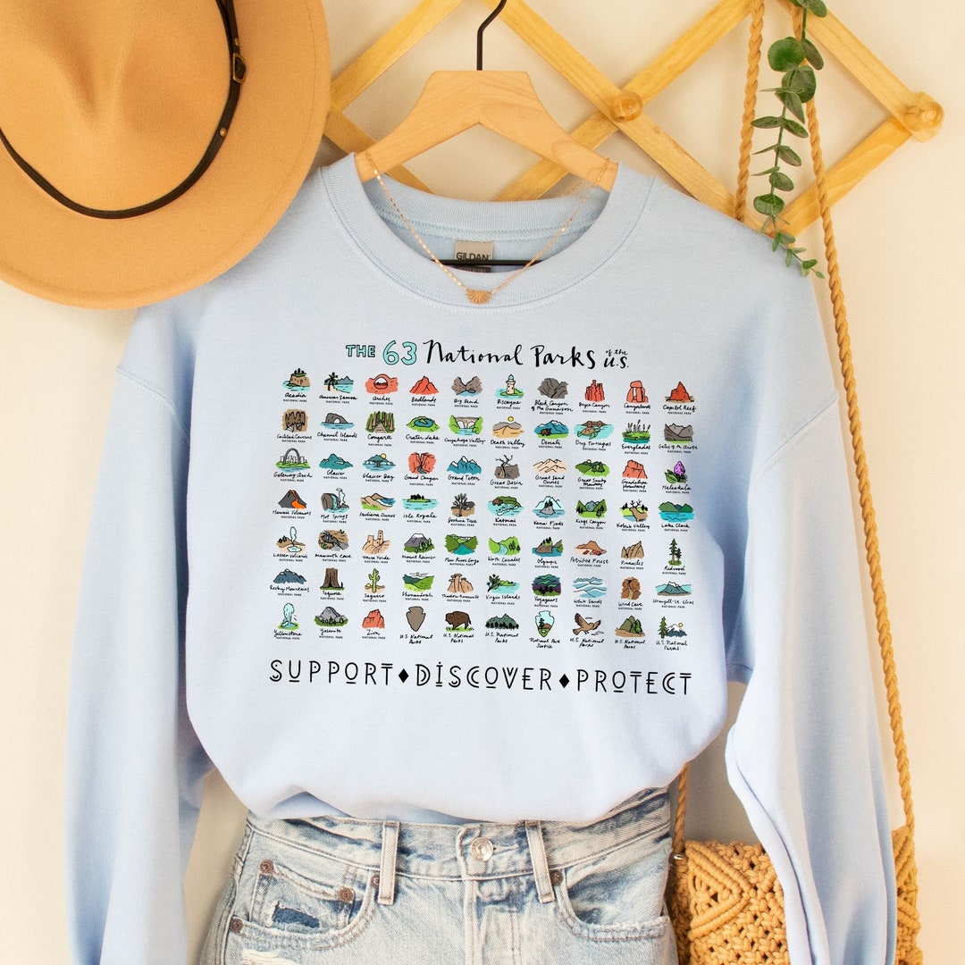National Park Crewneck Shirt Art Print 63 National Parks Merch Outdoors ...