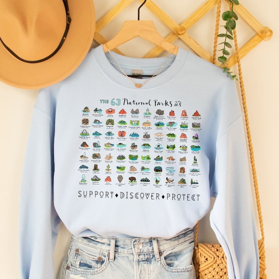 National Park Crewneck Shirt Art Print 63 National Parks Merch | Etsy