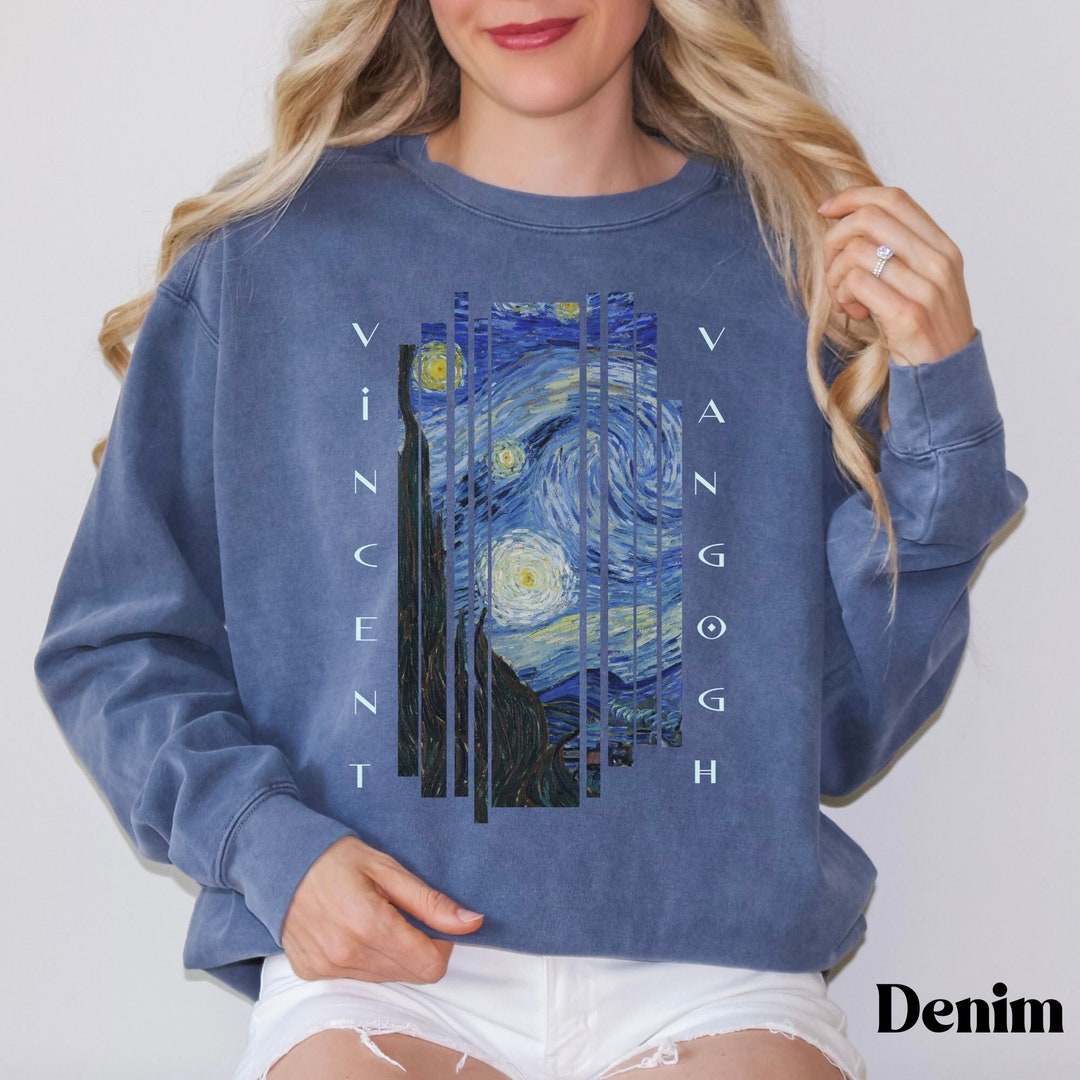 Van Gogh Sweatshirt Starry Night Art Comfort Colors Crewneck Sweatshirt ...