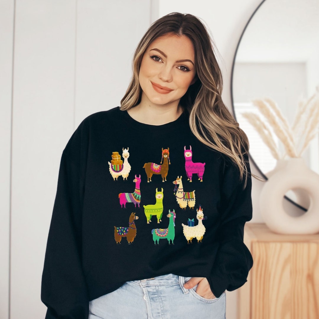Llama Shirt Llamas Sweatshirt Cute Winter Crewneck Vet Animal Lover ...
