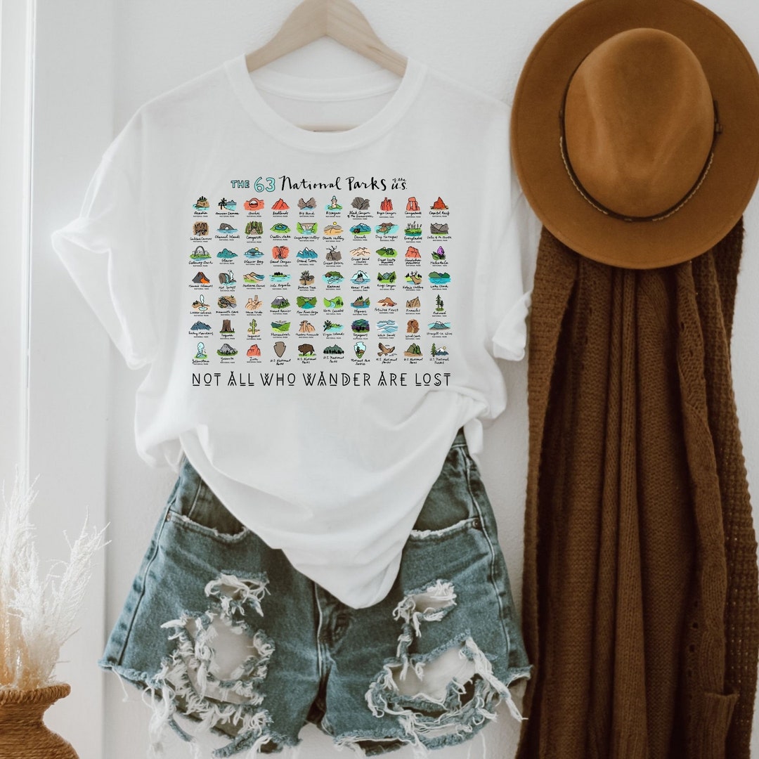 US National Parks Shirt All 63 Parks Graphic Tee Park Icons Shirt ...