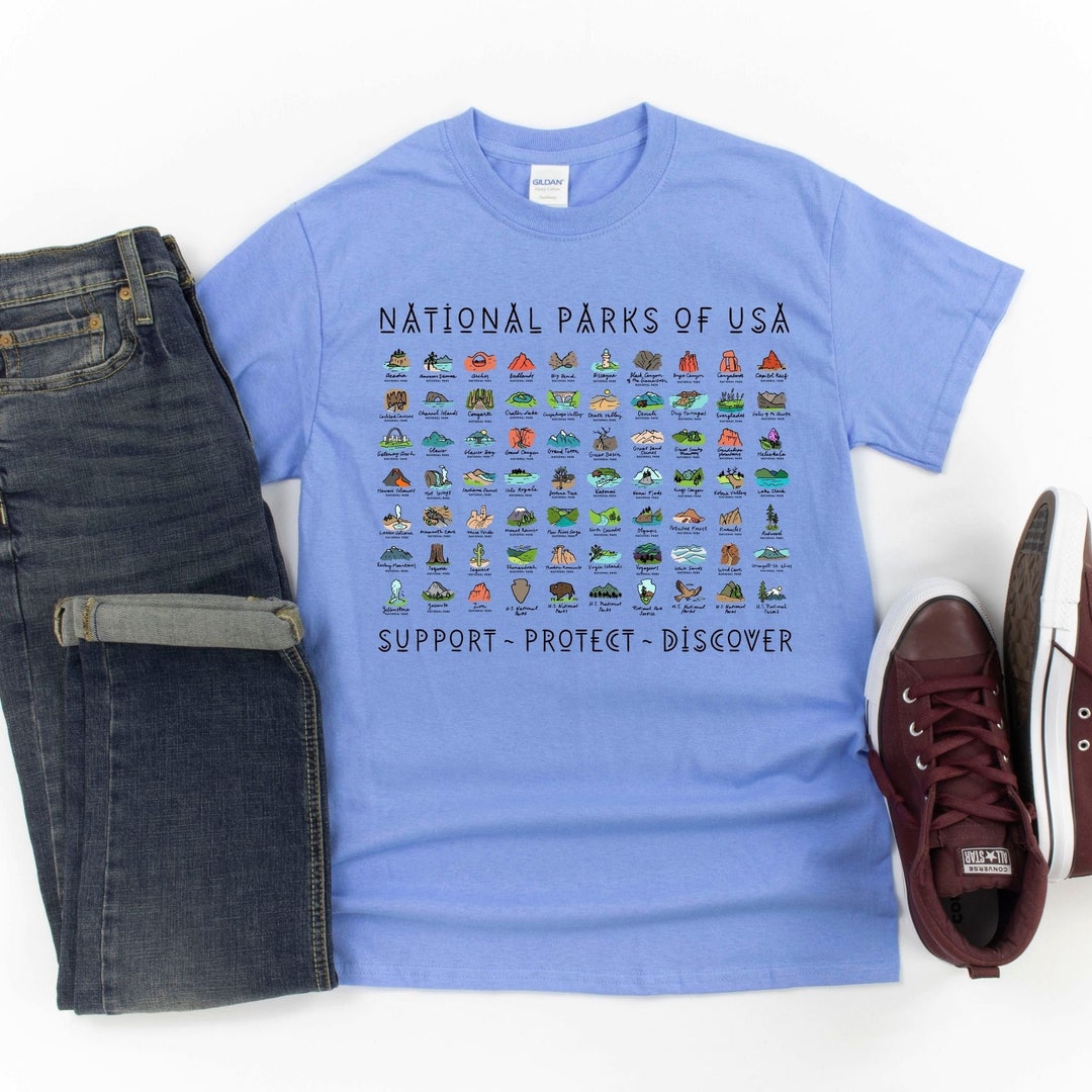 National Park Shirt Gift for Men US National Parks Map Tee T-shirt ...