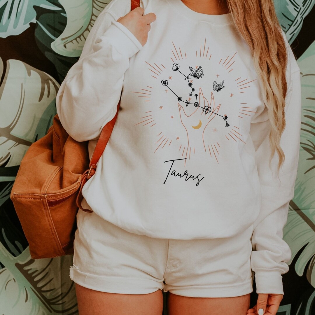 TAURUS ZODIAC SWEATSHIRT Floral Botanical Constellation Zodiac ...