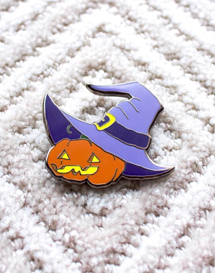 Halloween Pumpkin Enamel Pin Mage Wizard Witch Spellcaster - Etsy