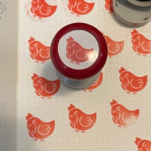 Clearance** Pre-inked Barnyard Chicken Stamp- Red Ink- Cute Stationery ...