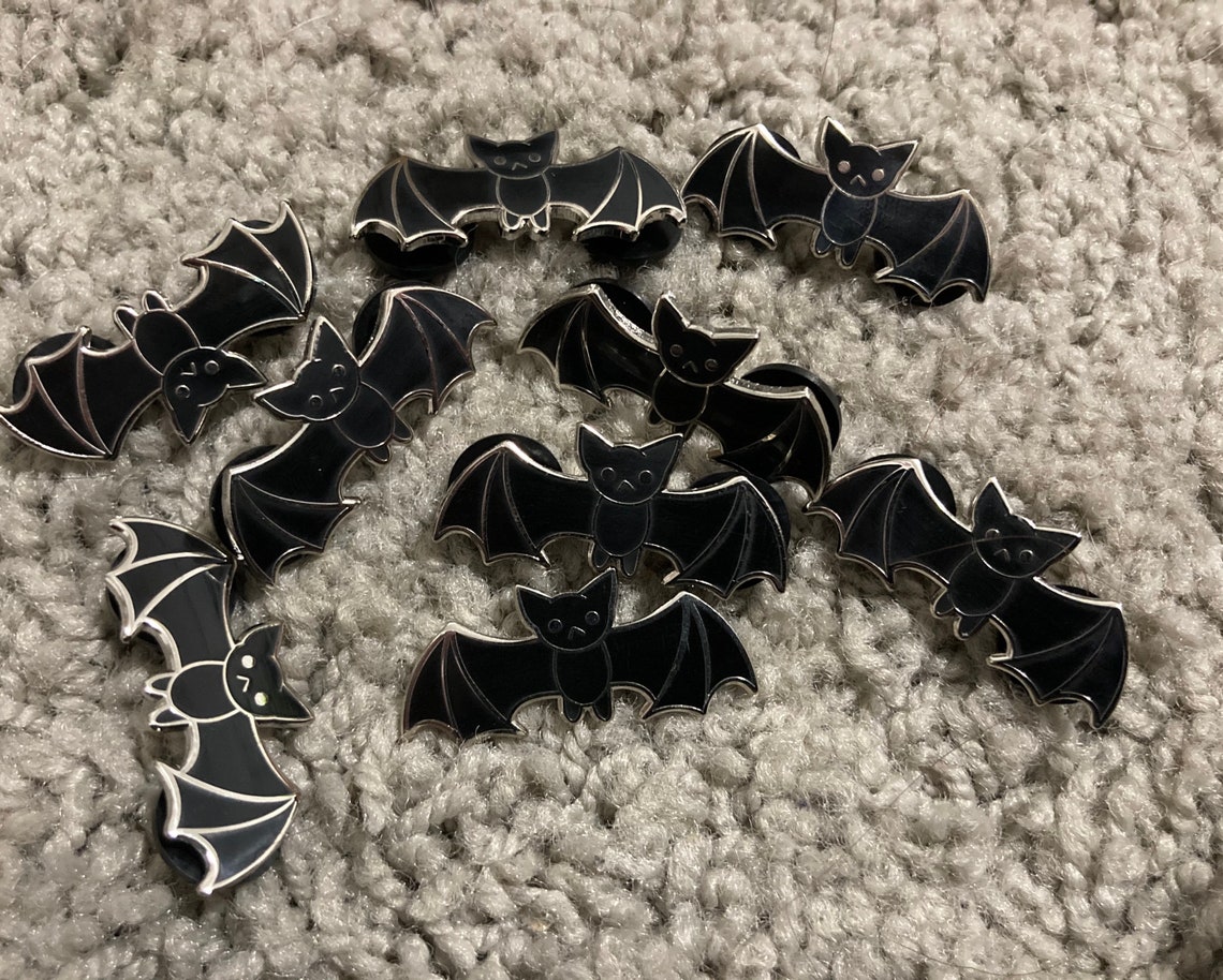 Cute Little Black Bat Small Hard Enamel Pin 1.25 Across and | Etsy