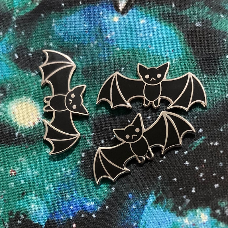 Small Enamel Bat Pins - Etsy