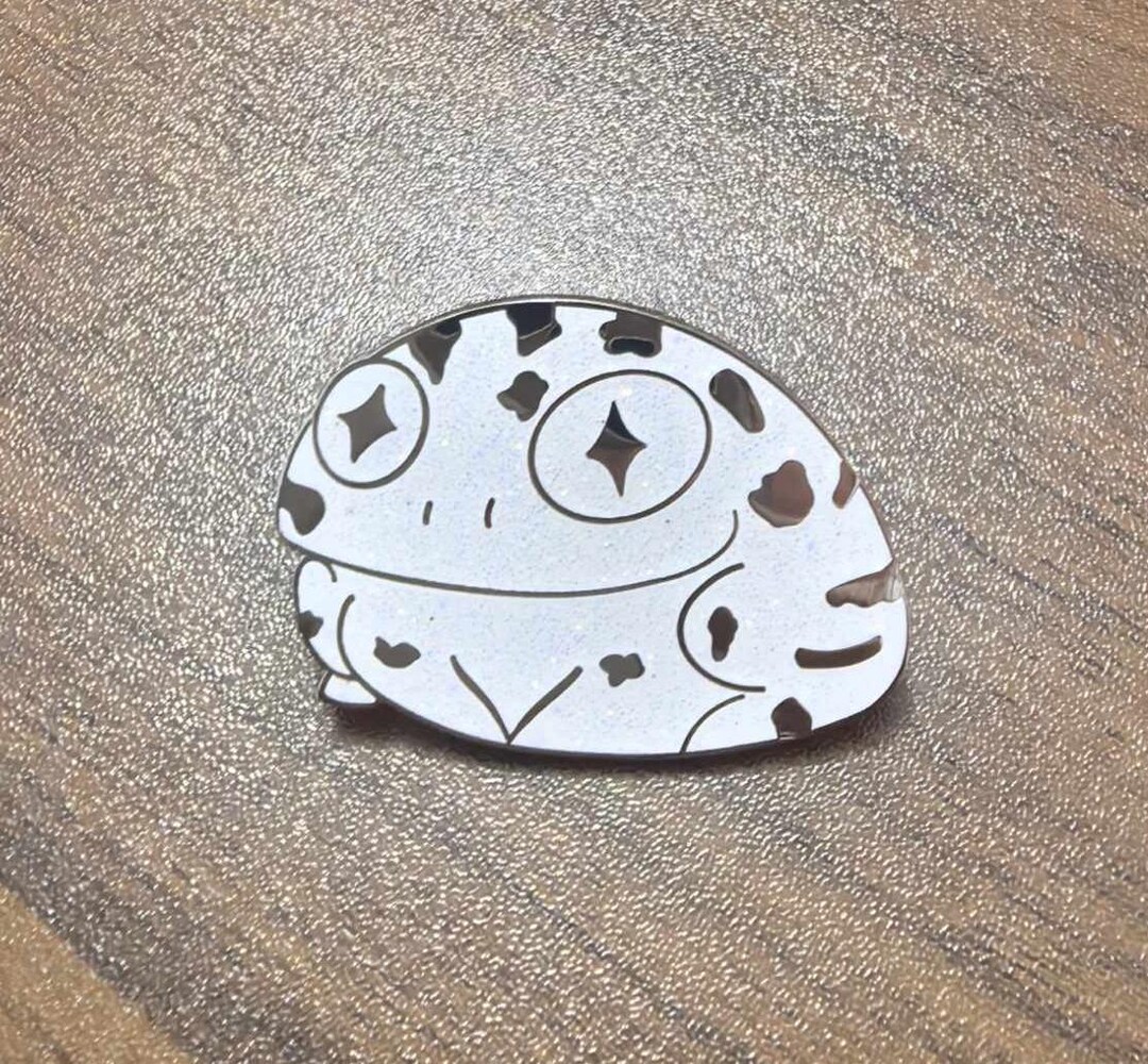 Cute White Glitter Frog Hard Enamel Pin- 1.5” Across - Frog Lover ...