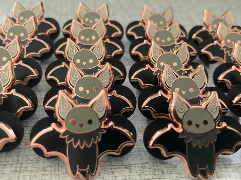 Spooky Goth Emo Bat Enamel Pins 1 2 Posts Small and - Etsy