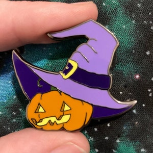 Halloween Pumpkin Enamel Pin Mage Wizard Witch Spellcaster Hard Lapel ...