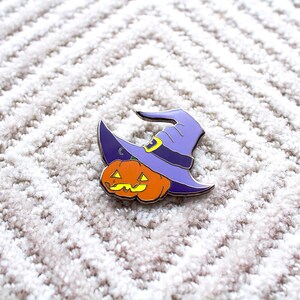Halloween Pumpkin Enamel Pin Mage Wizard Witch Spellcaster Hard Lapel ...