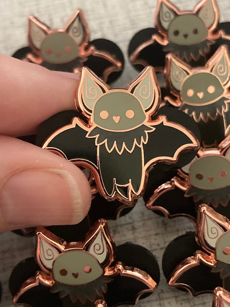 Spooky Goth Emo Bat Enamel Pins 1 2 Posts Small and - Etsy